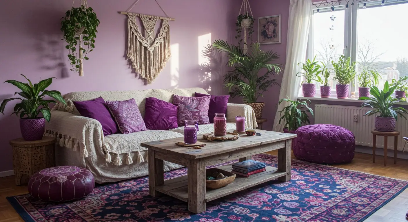 35 Enchanting Boho Living Room Purple Ideas To Inspire You
