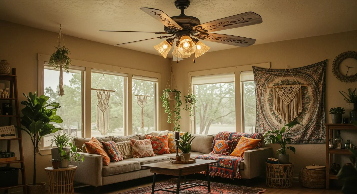 35 Stylish Boho Living Room Ceiling Fans To Elevate Space