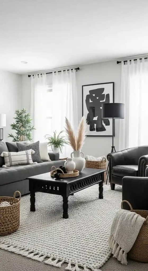 Black And White Boho Living Room Ideas: 32 Stunning Tips
